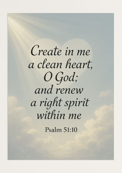 Bible Verse – Christian – Psalm 51:10 – Create in me a – A3/A4 Poster ...