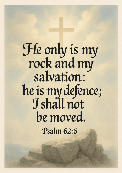 Bible Verse – Christian – Psalm 62:6 – He only is my – A3/A4 Poster ...
